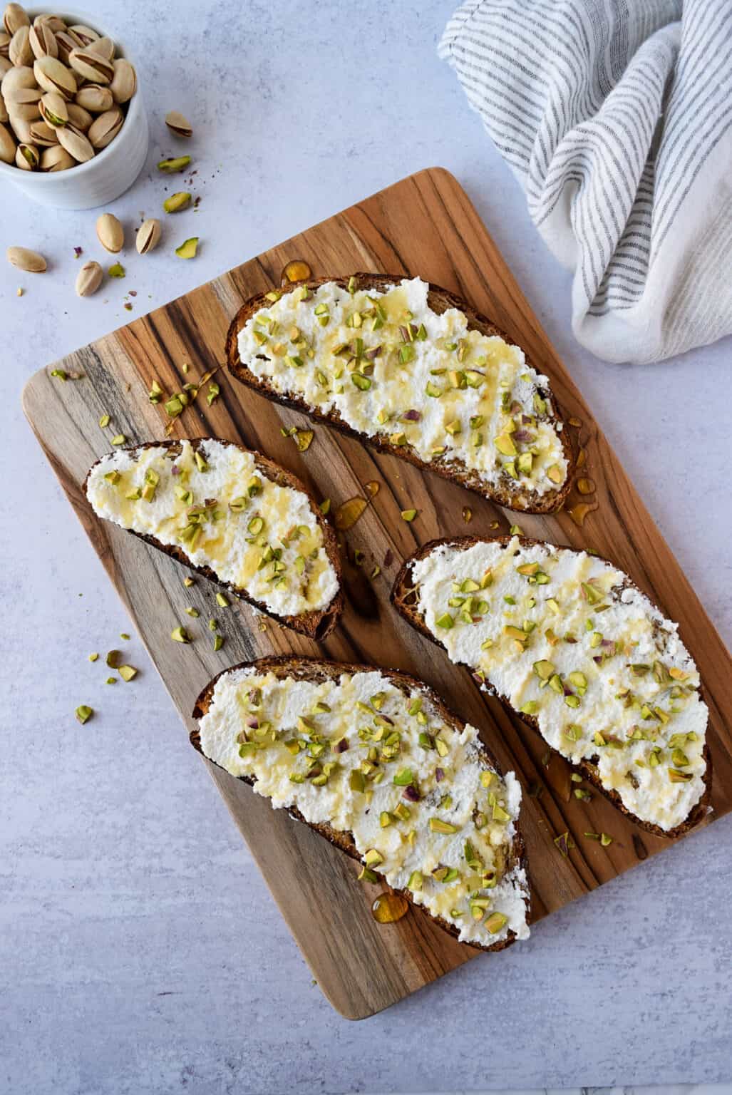 Honey Ricotta Toast with Pistachios - Fresh Apron